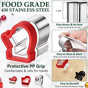 Christmas Cookie cutters Set 8 Pieces, Holiday Cookie Cutters with Comfort Grip, Stainless Steel Baking Cutters Christmas Shapes for Xmas, Gingerbread Man, Snowflakes, Christmas Tree, Santa, etc