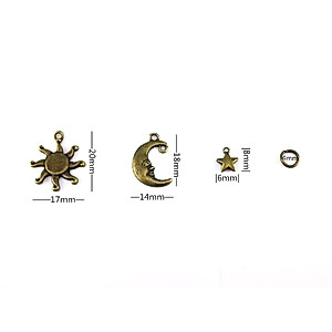 yueton 20pcs Vintage Bronze Sun Moon Star Pendant Findings, DIY Crafts Jewelry Making Charms Accessory