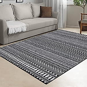 RUGSREAL Machine Washable Bohemian Area Rug Moroccan Stain Resistant Rug Geometric Non-Slip Area Rug for Living Room Bedroom Home Office, 5' x 7'
