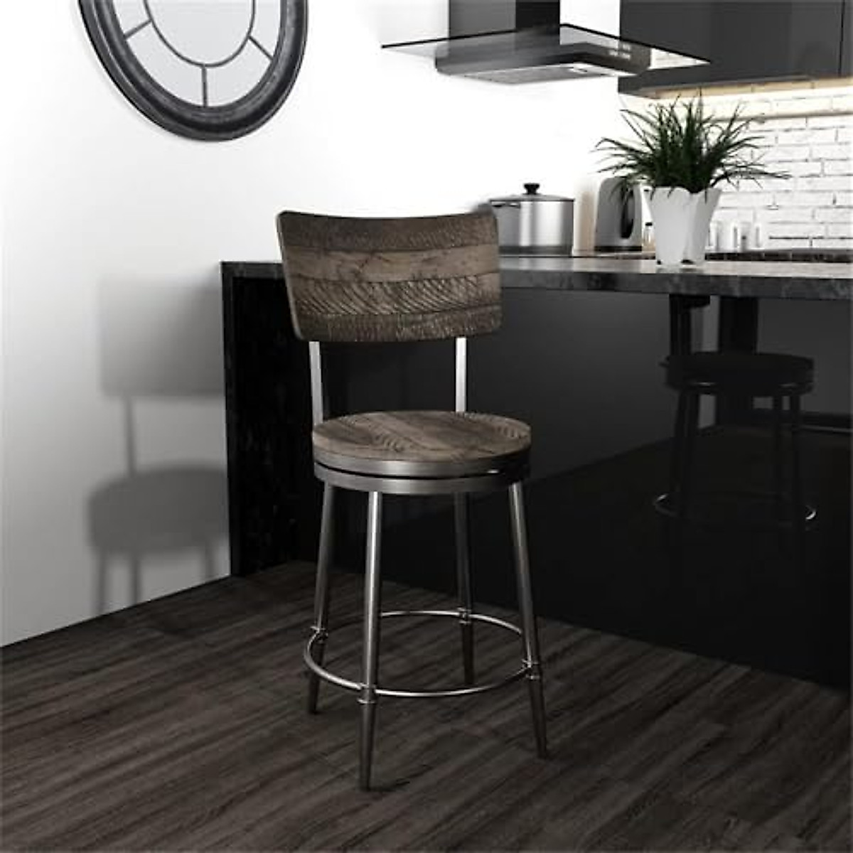 Hillsdale Jennings 26" Metal Farmhouse Counter Stool in Gray