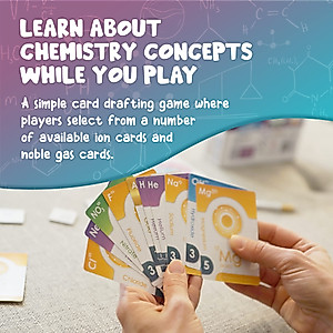 Genius Games Ion: A Compound Building Game (2nd Edition) - A Chemistry Card Drafting Game About Cations, Anion, Noble Gases - Science Accurate Board Game for High School Students, Teachers and Adults