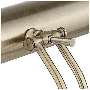 Regency Hill Traditional Piano Banker Desk Lamp 12" High Antique Brass Gold Metal Shade Adjustable Arm Decor for Living Room Bedroom House Bedside Nightstand Home Office Reading Family