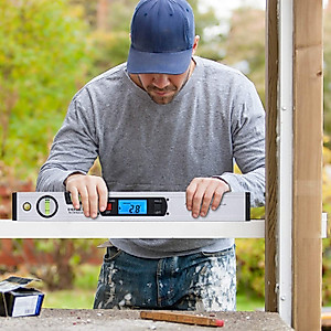 RISEPRO 16-inch Digital Spirit Level and Protractor, Torpedo Level, Inclinometer Angle Gauge Finder Bubbles Magnetic Base with Backlight