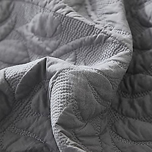 MarCielo 3-Piece 100% Cotton Oversized Bedspread Set Coverlet Set Lightweight Quilt Set Embroidery Farmhouse Bedding Set (Noble Grey, Queen (100"x106"))