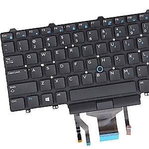 TLBTEK Backlight Keyboard Replacement with Pointer Compatible with Dell Education E5450 E5470 E5480 E7450 P40G E7470 E7480,Latitude 14 5480 5488 5490 5491 7480 7490 Series Laptop