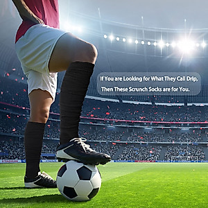 YYXR Black Football Socks Non Slip Extra Long Compression Socks Men Soccer Socks Knee High Scrunchie Athletic Tube Socks