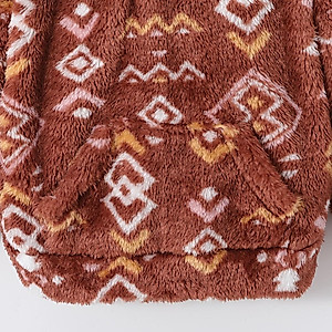 Kids Boys Girls Half Zip Fleece Sweatshirts Fall Winter Warm Fuzzy Hoodies Pullover Hoodie Jacket Coat Outwear Tops Coffee