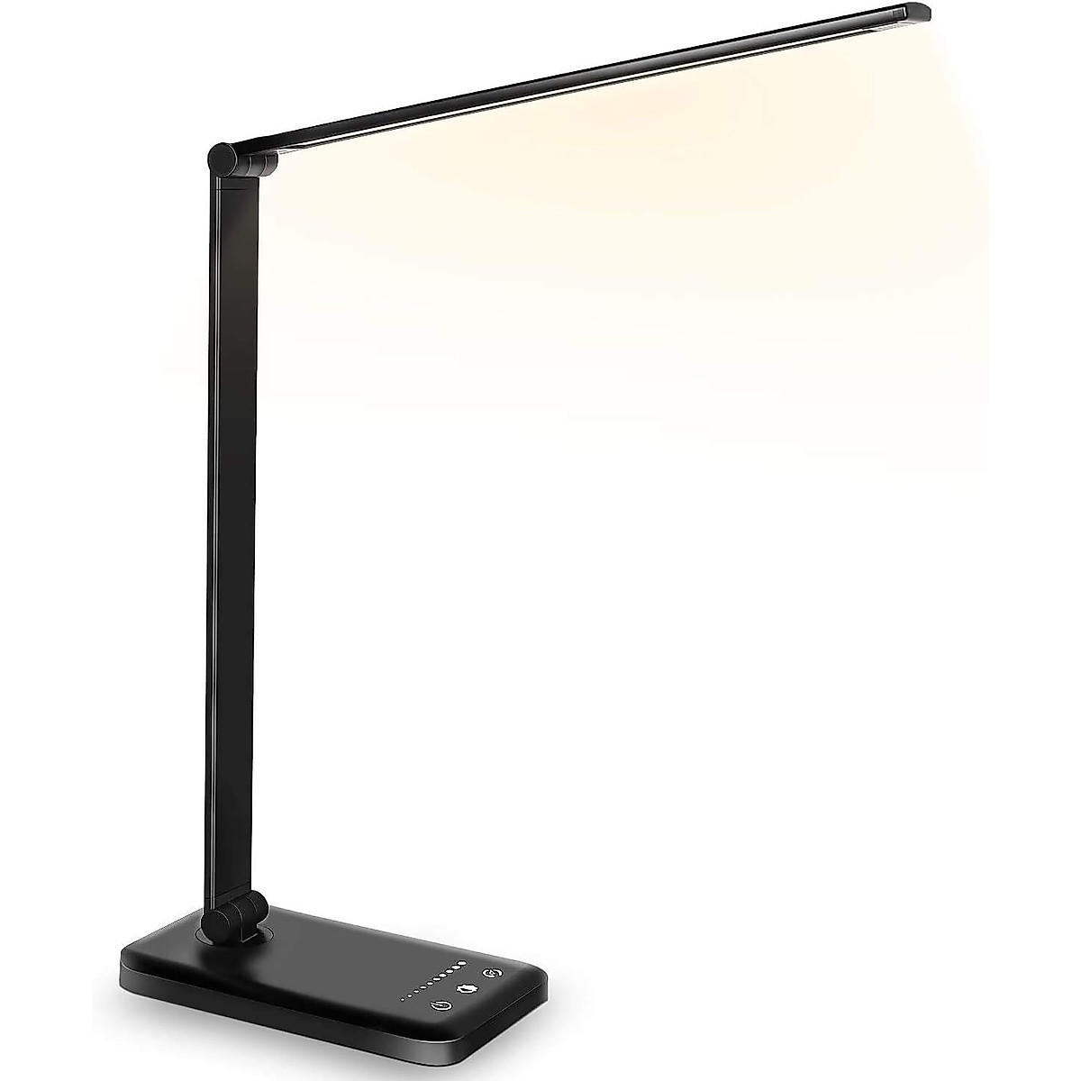 LED Desk Lamp Table Lamp Dimmable Reading Lamp with USB Charging Port 5 Lighting Modes 5 Brightness Levels, Sensitive Control, 30/60 min Auto Timer, Eye-Caring Office Lamp (Black 1.0)