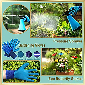 Kit4Pros Garden Tool Set Gardening Gifts for Women & Men & Birthday | Heavy Duty Tools Kit | Pruning Shears | Gardener Gloves| Sprayer| Weeder| Trowel| Storage Tote Bag Organizer