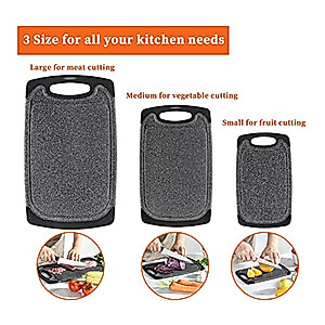 Cutting Board, Lccowot 3PCS Plastic Cutting Boards With Non-Slip Feet and Deep Drip Juice Groove, Easy Grip Handle Chopping Board for Meat, Veggies, Fruits, BPA Free, Dishwasher safe