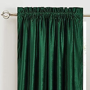 PRIMROSE Emerald Green Curtains 84 inch for Living Room Velvet Blackout Rod Pocket Window Drapes Treatment Room Darkening Decor Curtains for Bedroom Set of 2 Panels