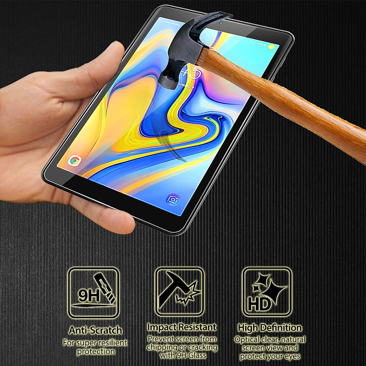 Orzero (2 Pack) Tempered Glass Screen Protector Compatible for Samsung Galaxy Tab A 8.0 inch 2018 (Only Fits for SM-T387 Model), 9 Hardness HD Anti-Scratch Full-Coverage