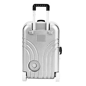 Wakects Doll Suitcase, Mini Dolls Travel Suitcase Baby Suitcase Toy, Mini Luggage Box Rolling Suitcase for Doll, Kids(Silver)