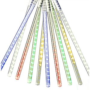Krfnmy Solar Meteor Shower Light 11.8 Inch 10 Tubes 360led Raindrop Light Holiday Wedding Home Garden Decoration Waterproof Light (White/Color)