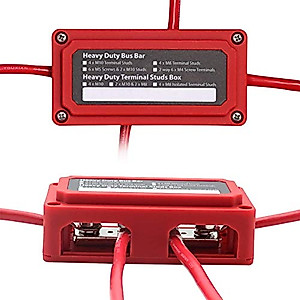 IZTOSS 300A Bus Bar 5/16" Heavy Duty Module Design BusBar Box Power Distribution Block 48V 4X M8 Terminal Studs Battery Junction Block for Battery Marine RV Truck (Red)