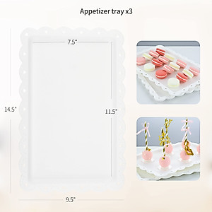 NWK 6 Piece Cake Stand Dessert Stand 12inch Cake Plate Two 3-Tier Cupcake Stands Three Appetizer Trays for Birthday Baby Shower Tea Party