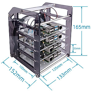 New Raspberry Pi Cluster Case, Raspberry Pi Rack Case Stackable Case with Cooling Fan 120mm RGB LED 5V Fan for Raspberry Pi 4B/3B+/3B/2B/B+ and Jetson Nano (4-Layers)