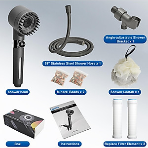 Luxsego High Pressure Shower Heads with Scalp Massager Shampoo Brush for Skin & Hair Care, Filtered Shower Head with Handheld Sprayer Soften Hard Water, 3 Settings 4 in 1 Detachable Showerhead Set