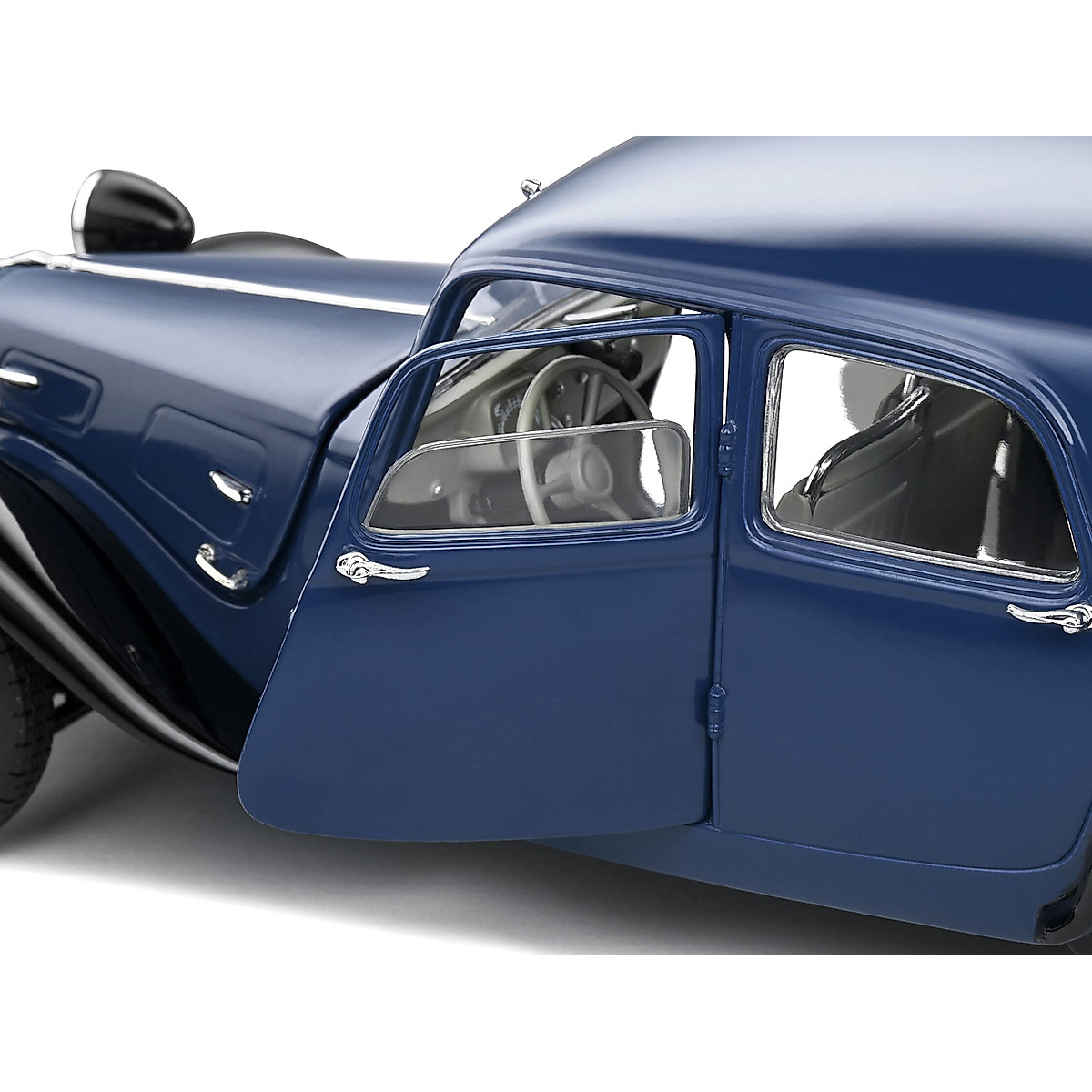 1937 Citroen Traction Dark Blue and Black 1/18 Diecast Model Car by Solido S1800906