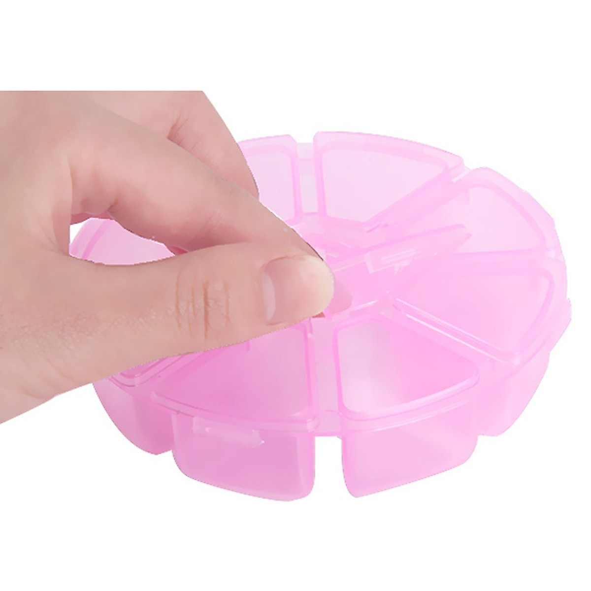 LEFV™ Storage Box Round 8 Compartments Beads Pearls Jewelry Accessories Organizer Pill Case Classified Container, Pack of 2, Random Color