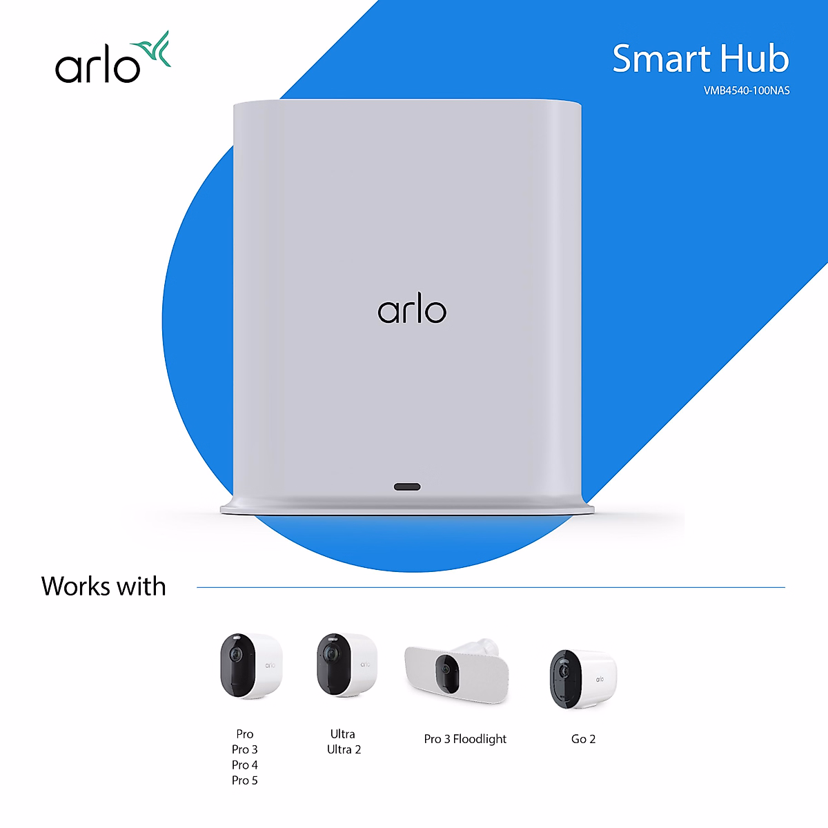 Arlo Pro SmartHub - Arlo Certified Accessory - Connects Arlo Cameras to the Internet, Works with Arlo Ultra, Ultra 2, Pro 3, Pro 4, Pro 3 Floodlight, Essential & Video Doorbell Cameras - VMB4540