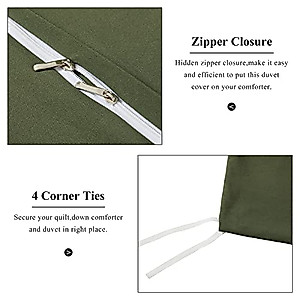 VClife Army Green Duvet Cover Queen Bedding Set Soft Washed Microfiber Forest Green Comforter Quilt Cover 3 Pieces Olive Green Duvet Cover with Zipper - 1 Queen Army Green Duvet Cover 2 Pillow Shams