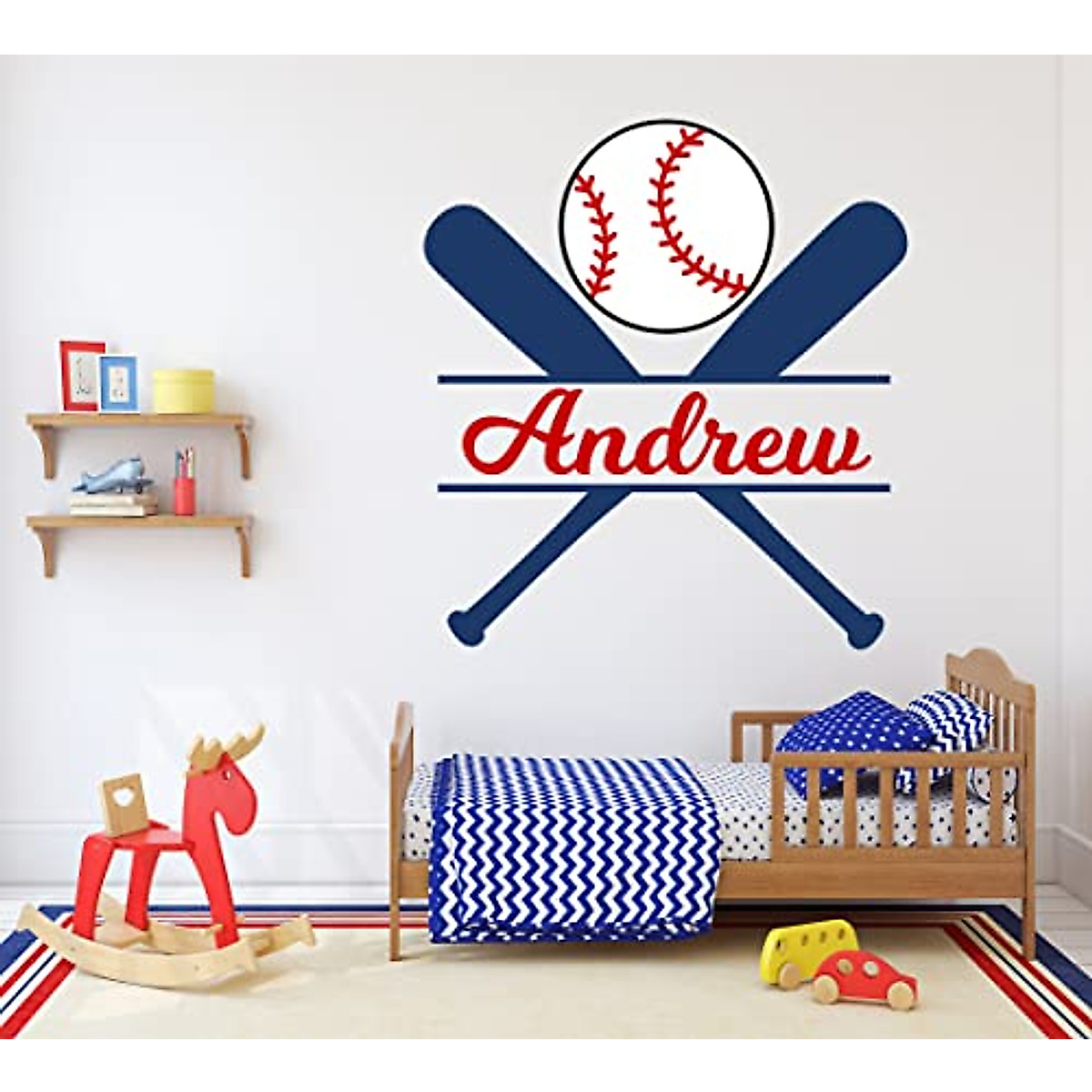 Baseball Wall Decals - Custom Name Decal - Wall Decor for Boys Room - Personalized Baseball Bat Wall Decal - Sport Wall Art Kids Bedroom Decor