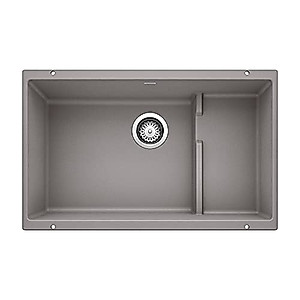 BLANCO, Metallic Gray 519452 PRECIS CASCADE SILGRANIT Undermount Kitchen Sink with Colander