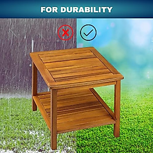 cucunu Outdoor Side Table 18x18 for Patio & Garden with Extra Storage - Small Adirondack Square Table Wooden End Table, Porch Tables