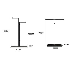 T-Shaped Boutique Metal Garment Display Stand, 2-Way Industrial Pipe Clothes Rack Modern Simple Commercial Heavy Duty Double Hanging Rods Clothing Rack,Retail Display Storage Clothes Hanging Shelf