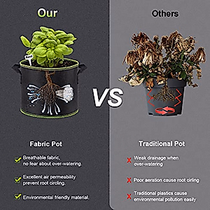 DECORLIFE 12-Pack Grow Bags, 3 Gallon Thickened Nonwoven Fabric Pots with Handles, Black, Come with Plant Labels