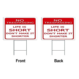 Autravelco No Trespassing Yard Signs with Stakes 12x18 Inch Private Property Video Surveillance Funny Yard Lawn Sign for Rent House Party Decorations Props