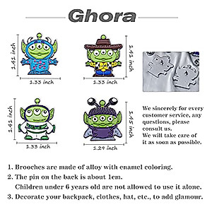 Toy Story Brooch Buzz Lightyear Woody Enamel Lapel Pin Alien Themed Brooch for Children Women Clothing Backpack Hats Bags(alien)