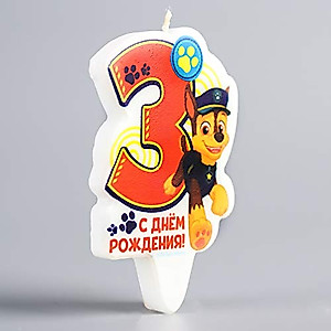 Paw Patrol Cake Topper Candle Digit 3