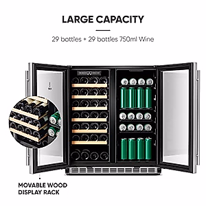 ICEJUNGLE Wine and Beverage Refrigerator-68 Bottle Wine Cooler- Dual Zone, Stainless Steel, Built-In/Freestanding, Adjustable Shelves & Digital Temperature Display, Low-Noise - 30 Inch