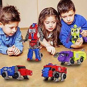 MIEBELY Transforming Toddler Robot Toys for 3 4 5 6 7 8 Year Old Boys – Lion Kids Magnetic STEM Action Figure, All in One Design Transforms in Vehicle, Animal, Robot, Kids Gifts for Birthday Christmas