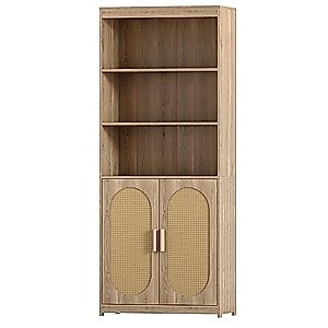 TROONZ Natural Wood Bookshelf with Open Shelves - Tall Bookcase for Bedroom, Living Room