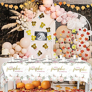 AIBIIN 192PCS Pumpkin Baby Shower Party Supplies Decorations for Girl Pink Little Pumpkin Baby Shower Disposable Tableware Set with Plates Napkins and Tablecloth Serves 24 Guests