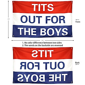 ZKflager Tits Tots Out for the Boys Flag Funny Meme Flags Banner 3x5 Ft Cool Flags for College Dorm Room Guys Man Cave Frat Bedroom
