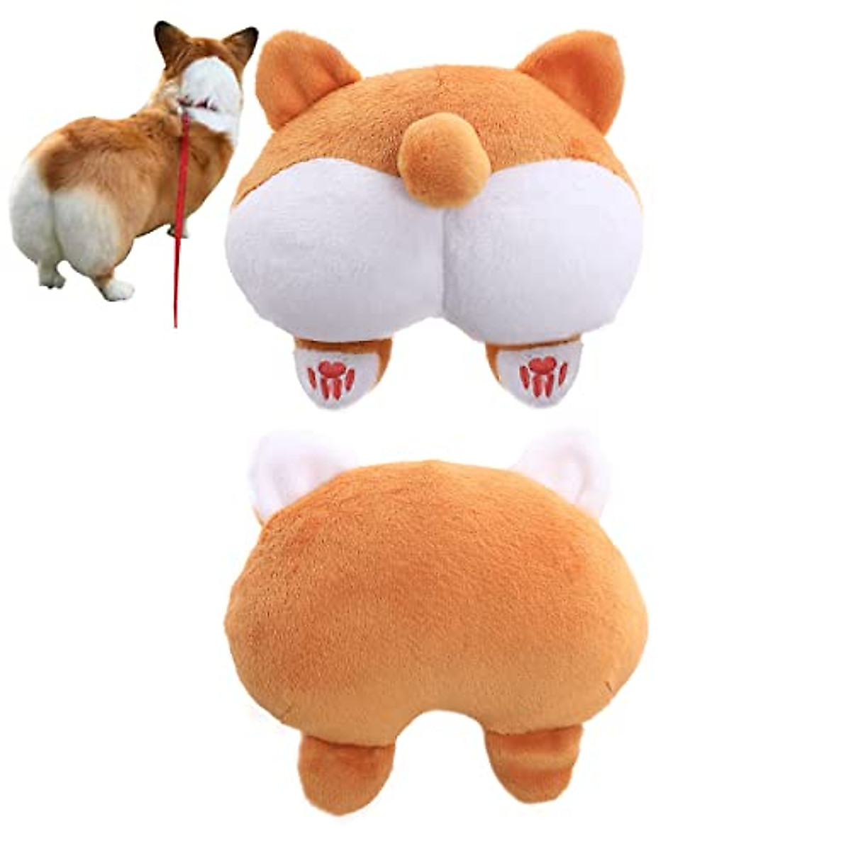 ROZKITCH Pet Dog Toys Corgi Cute Butt Shaped Plush Toy Squeaky Dog Toy, Stuffed Plush Puppy Dog Chew Toy for Small Medium Dogs
