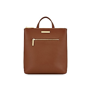 KATIE LOXTON Brooke Square Womens Mini Vegan Leather Zippered Top Handle Backpack Cognac