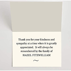 MPC Brands Customized Personalized Funeral Bereavement Thank You Cards With Envelopes - Set of 50 (Custom Lily)