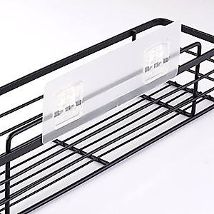 KES Adhesive Shower Caddy Rustproof Bathroom Shelf Organizer Wall Shower Basket Stainless Steel Matte Black 2 Pack, BSC204S36DF-BK-P2