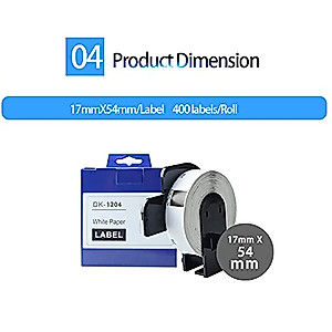 Aomya 2 Rolls Compatible Shipping Label Replacement for Brother DK-1204 Die-Cut 2/3"x2-1/8"(17mmx54mm) 400 Labels per Roll with Reusable Cartridge for QL1060N,QL700, QL720NW,QL550, QL570