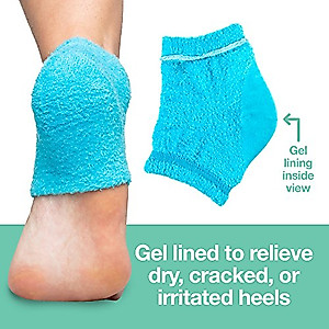 ZenToes Moisturizing Fuzzy Sleep Socks with Vitamin E, Olive Oil and Jojoba Seed Oil to Soften and Hydrate Dry Cracked Heels (Regular, Blue)