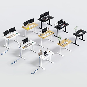 SANODESK Electric Standing Desk 48 x 24 Inches, Height Adjustable Stand Up Desk w/6-Button Controller, Ergonomic Computer Desk for Home Office, White Frame + Natural Tabletop