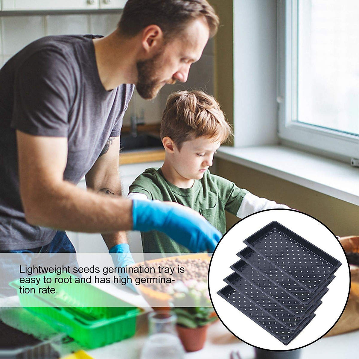 Cabilock 5Pcs Tray Plant Starter Tray Plastic Plants Garden Propagator Tray Plastic Propagation Tray Plastic Growing Tray Plastic Pallet Plastic Germination Tray Dome Sprout Plate