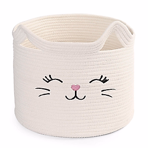 LotFancy Dinosaur Basket for Boys, Cotton Rope Storage Basket for Kids, with Handles, Pets Cats Dogs Toy Holder Container, 15.7x13'' H Cute Animal Laundry Hamper