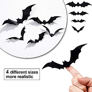 Halloween 3D Bats Decoration Plastic Bat Wall Stickers for Home Window Decor Party Supplies (60PCS)