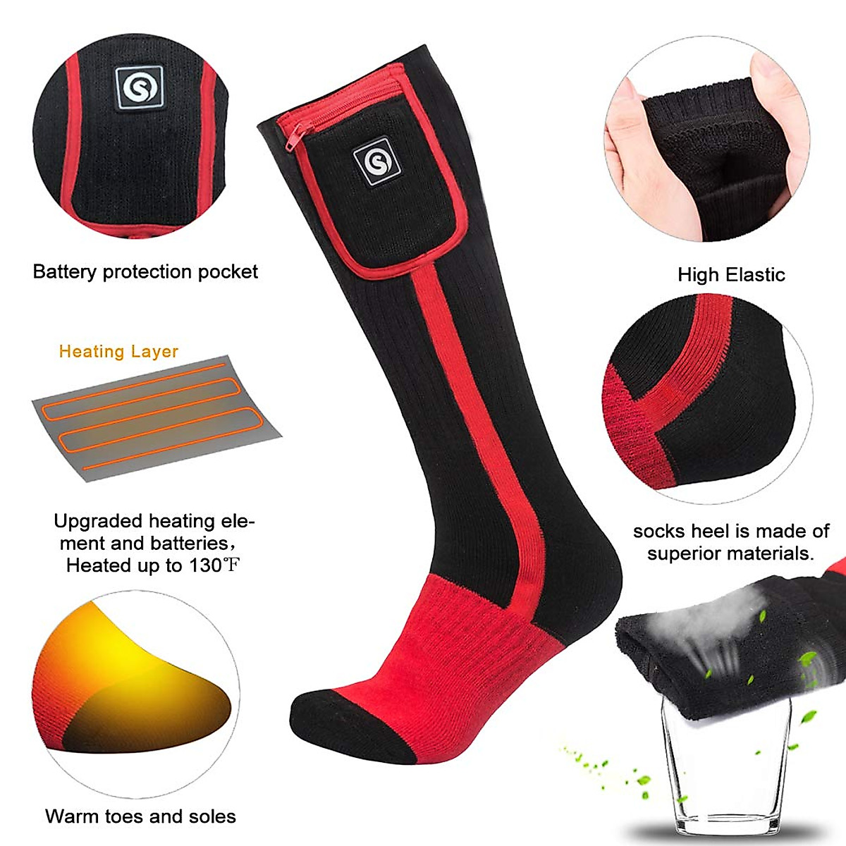 Heated Socks for Women Men,Foot Warmers Electric Rechargable Battery Heating Socks,Winter Cold Feet Hunting Ski Camping Hiking Riding Motorcycle Snowboating Thermal Warm Socks